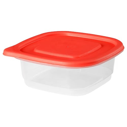 IKEA DRAKFISK Food container, transparent/red | Food containers | Stor ...